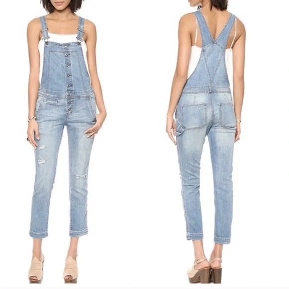 Free People | Pants & Jumpsuits | Free People Button Front Overalls ...